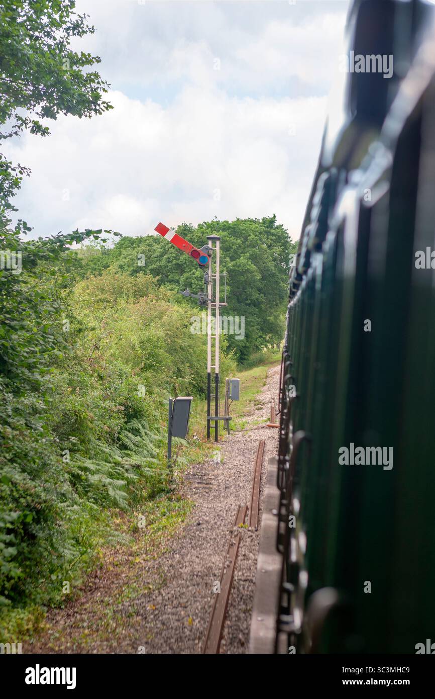 Aboard a steam train on the Isle of Wight Steam Railway, Isle of Wight ...