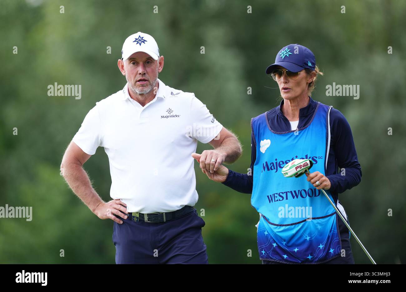 Lee Westwood of Majesticks GC with Helen Storey, his caddy and wife at ...