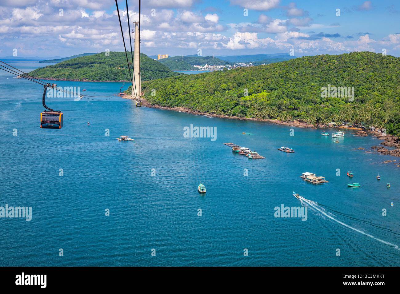Hon Thom Cable Car in Phu Quoc, Vietnam, 7,899m long, with the highest ...