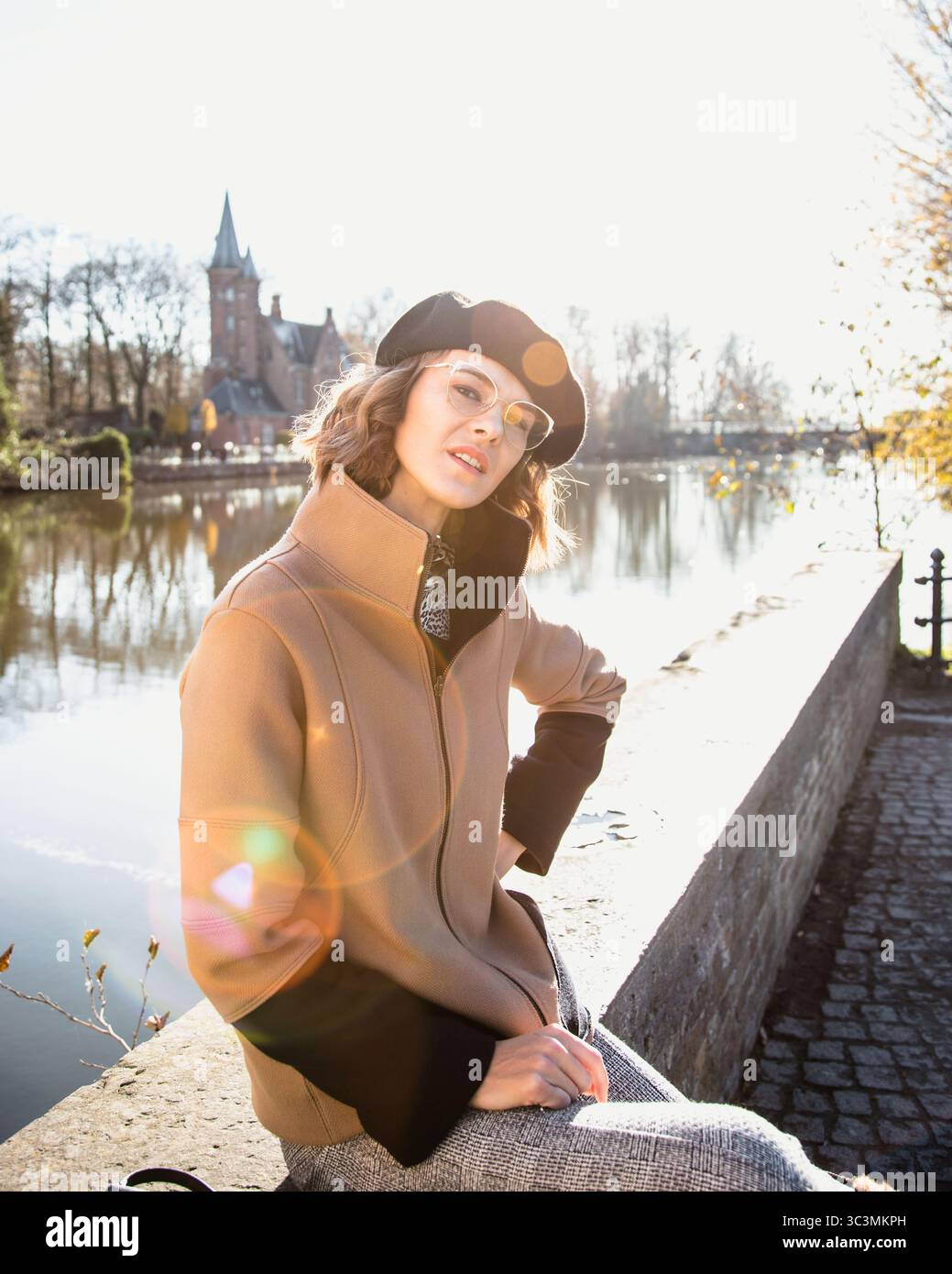 Beautiful lady sitting on viewpoint hi-res stock photography and images ...