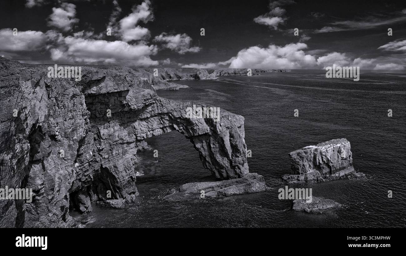 The Green Bridge of Wales natural arch Wales Stock Photo - Alamy