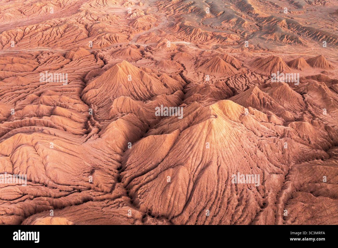 An aerial view of Desierto del Diablo in Salta, Argentina showcases ...