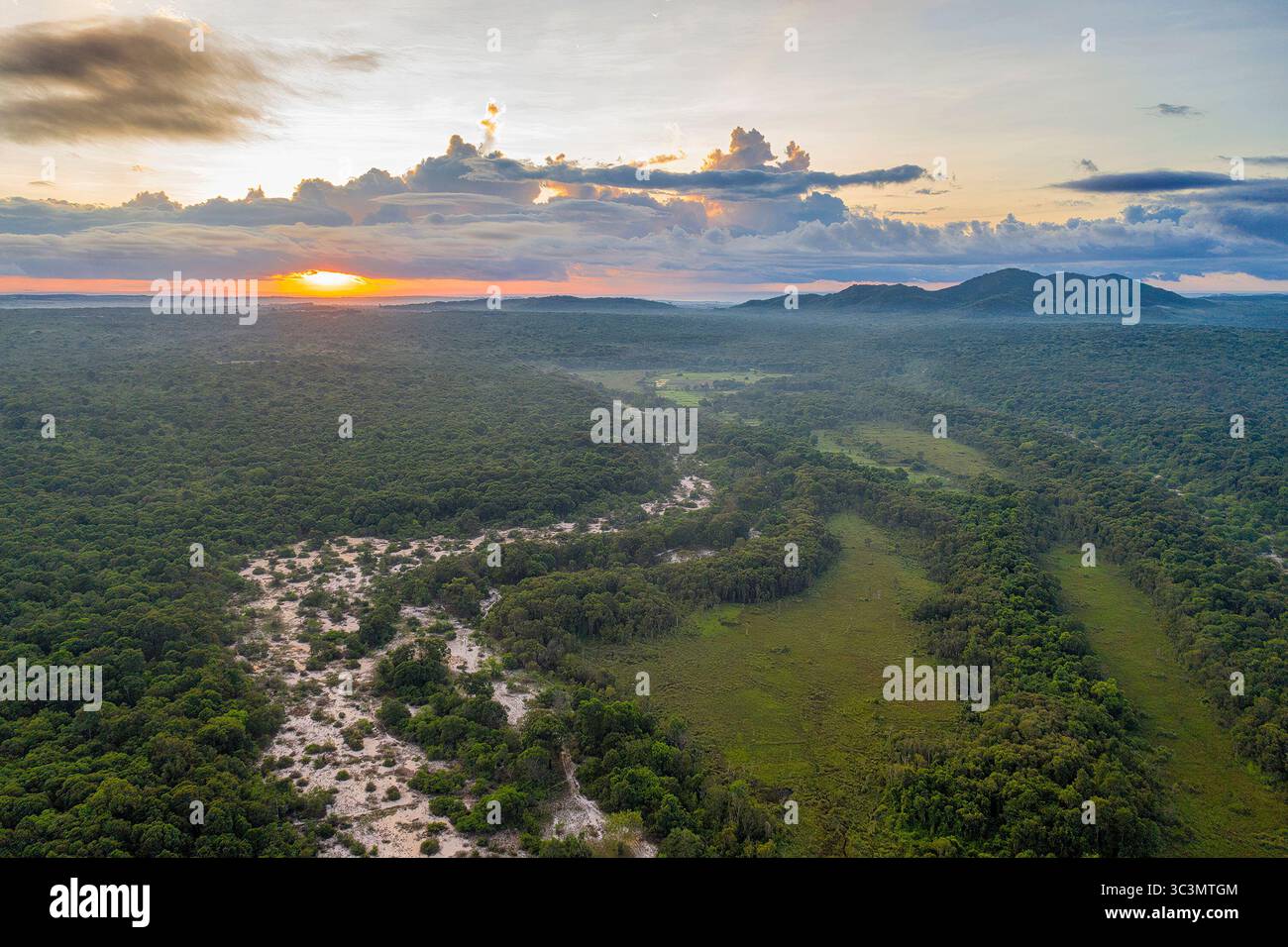 Dawn over Bung Thi forest in Binh Thuan, Vietnam, where a natural hot ...