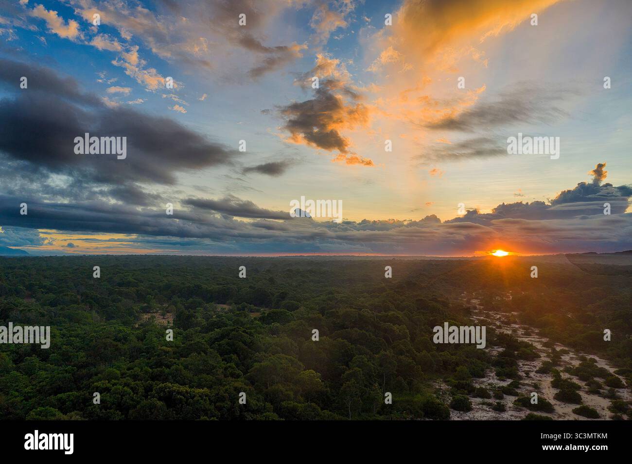 Dawn over Bung Thi forest in Binh Thuan, Vietnam, where a natural hot ...