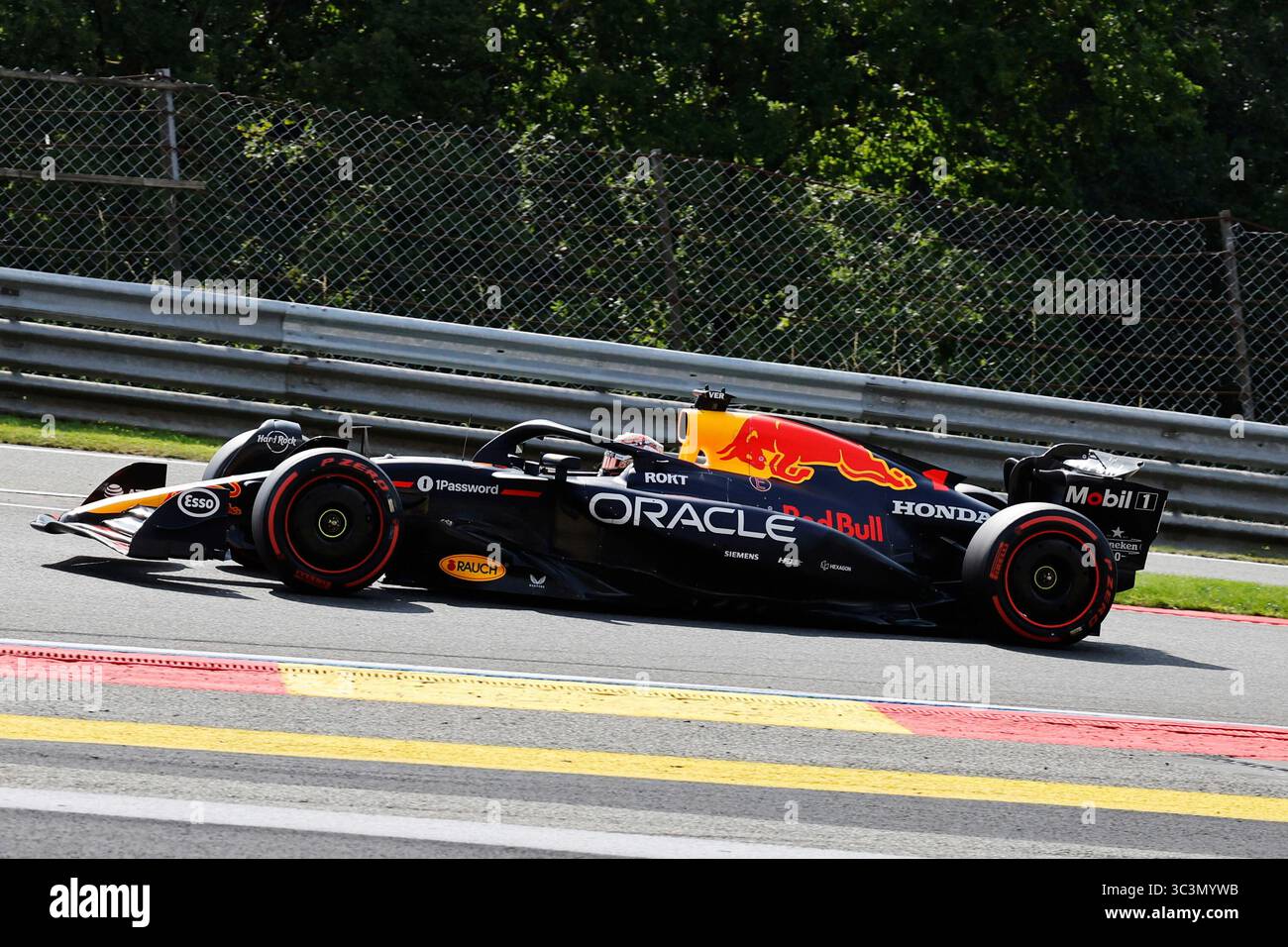 Red Bull driver Max Verstappen of the Netherlands steers his car during ...