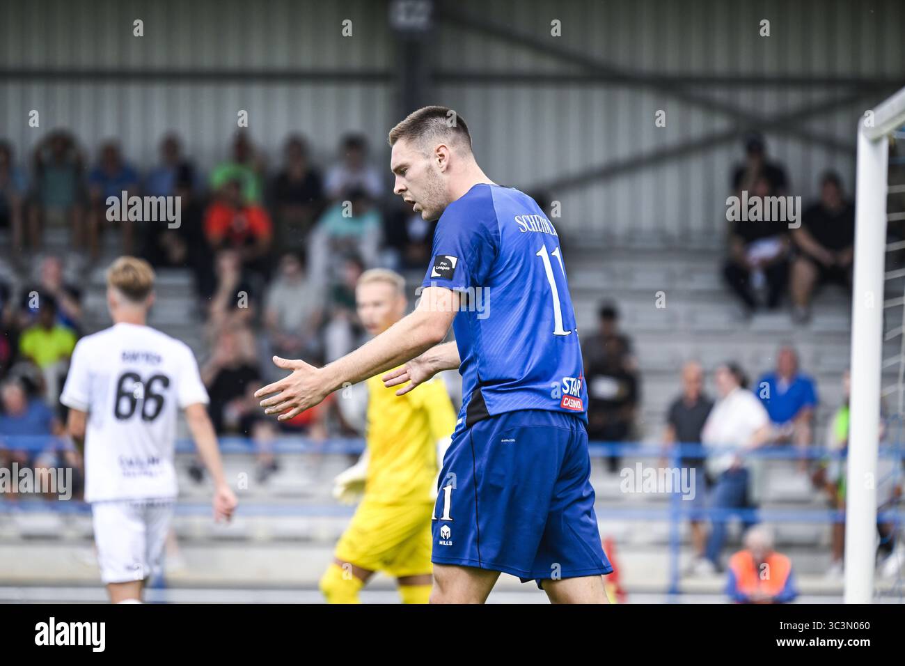 Dender's Aurelien Scheidler reacts during a soccer match between FCV ...