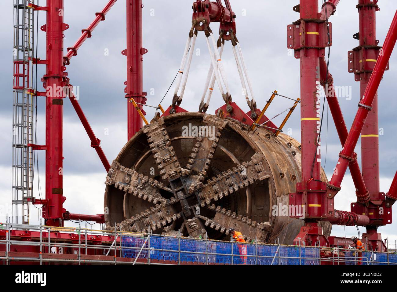 The third of HS2's giant tunnelling machines, called 'Emily', is lifted ...