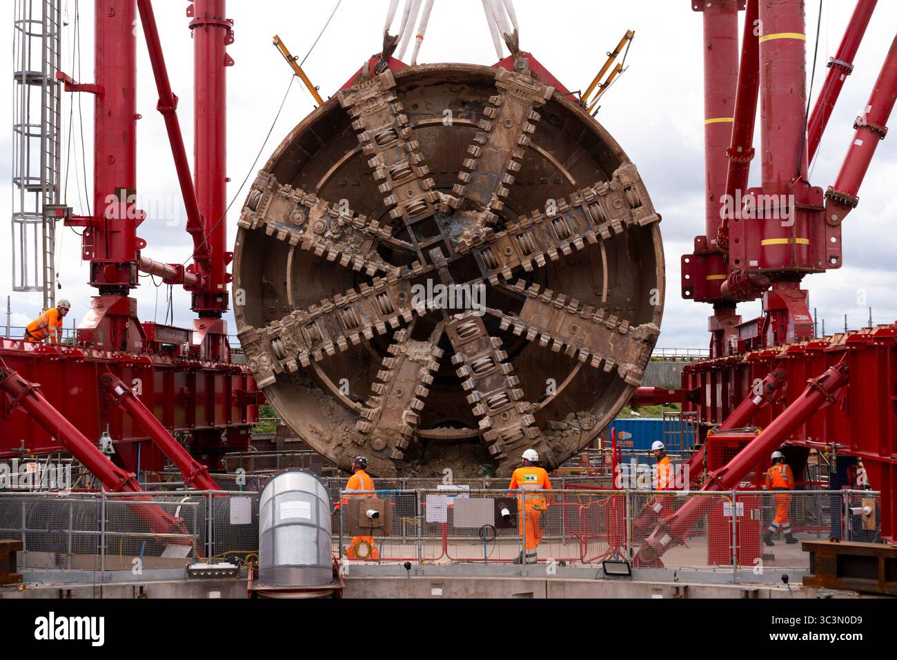The third of HS2's giant tunnelling machines, called 'Emily', is lifted ...