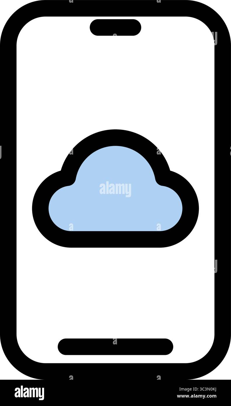 This icon depicts a modern smartphone displaying a cloud symbol, representing digital data ...