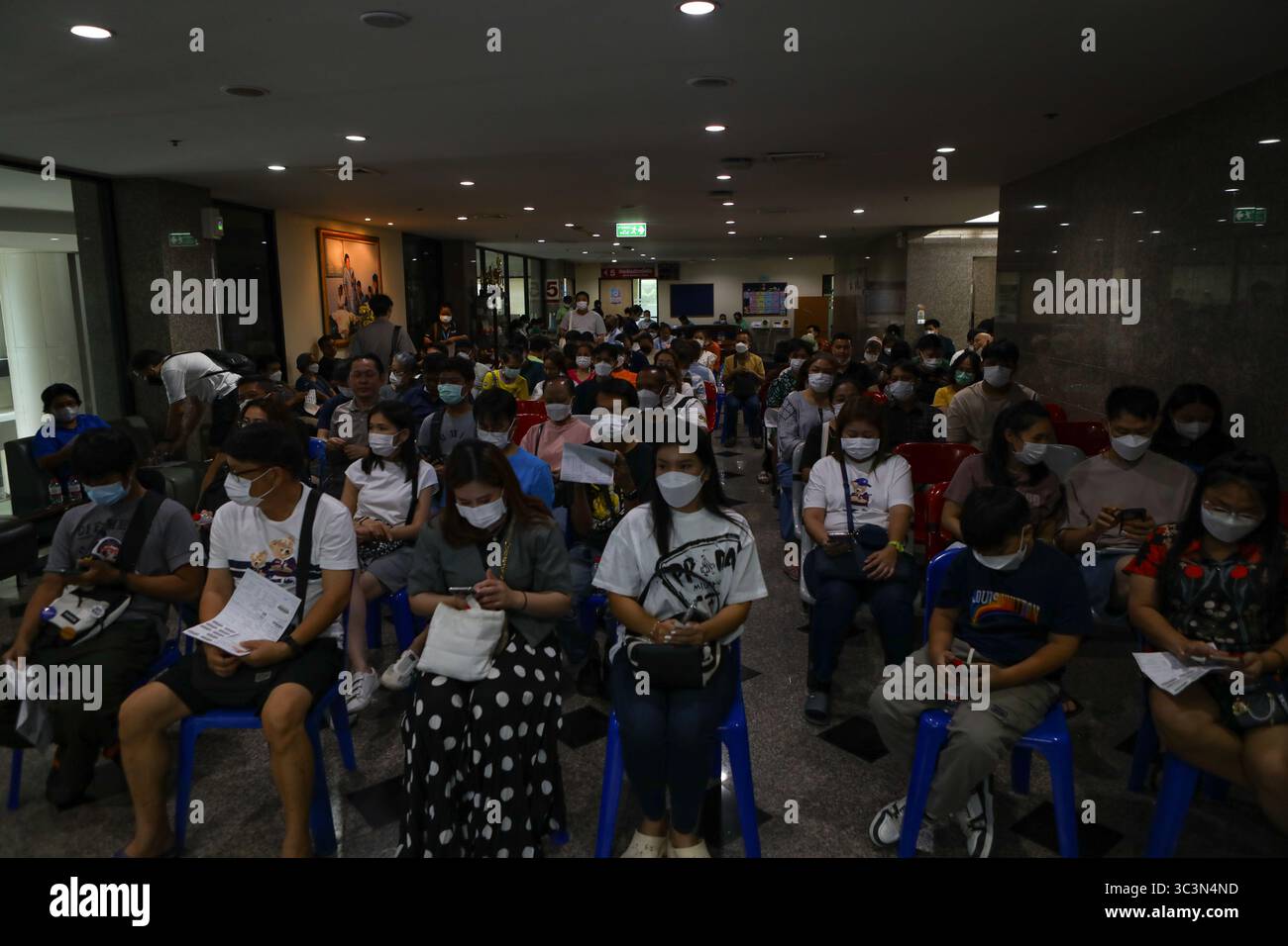 People gather to donate blood at the National Blood Center of the Thai Red Cross Society on July ...