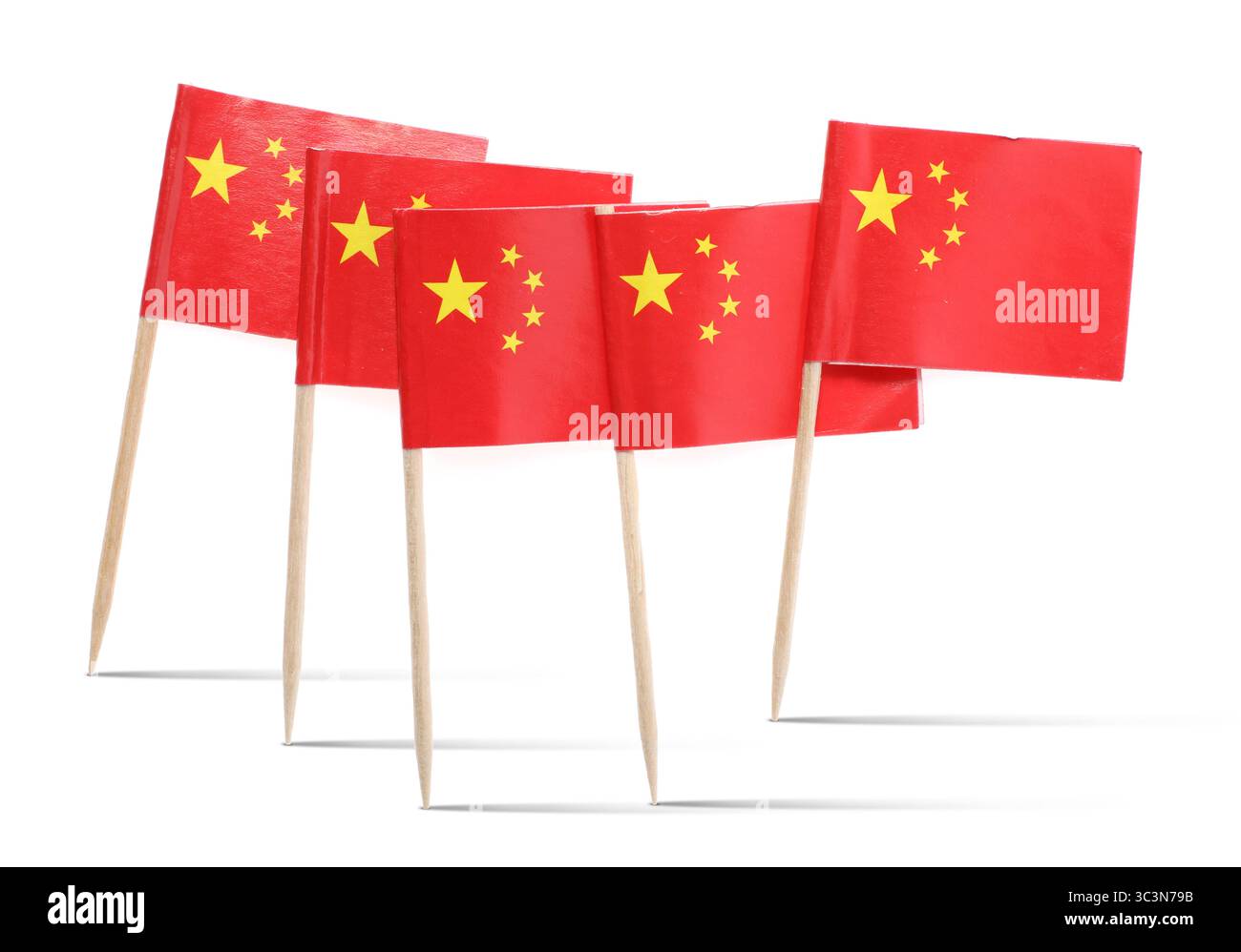 Small paper flags of China on white background Stock Photo - Alamy