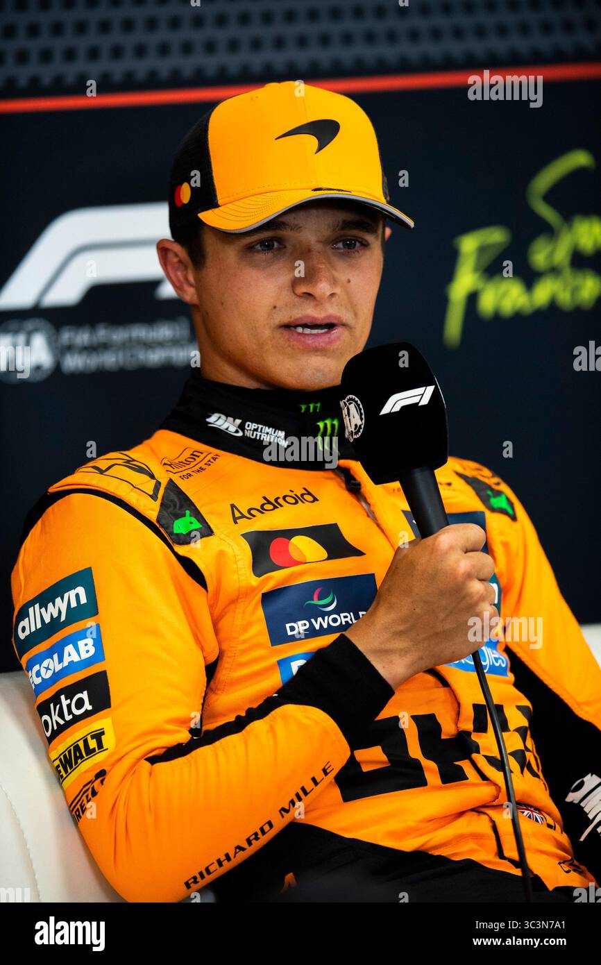 NORRIS Lando (gbr), McLaren F1 Team MCL39, portrait during the 2025 Formula 1 Belgian Grand Prix ...