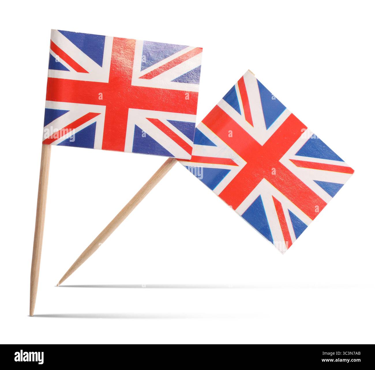Small paper flags of United Kingdom on white background Stock Photo - Alamy