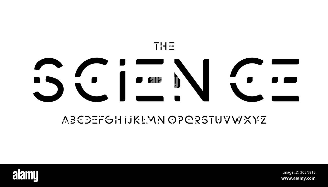 Science technology font, futuristic alphabet for scientific headline ...