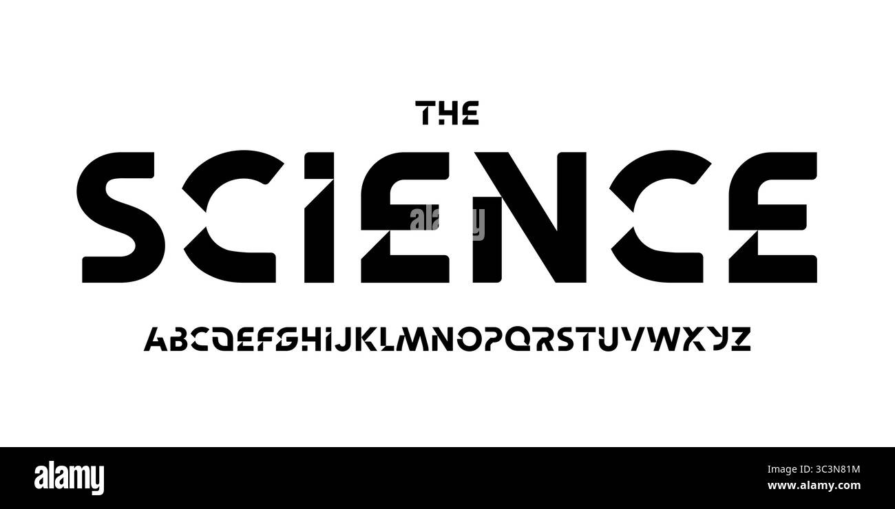 Science technology font, futuristic alphabet for scientific headline ...