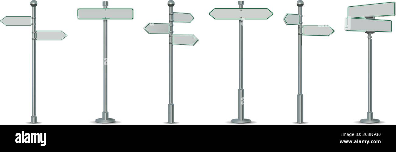 Street sign. Road post signage. Signpost on metal pole. Arrow board ...