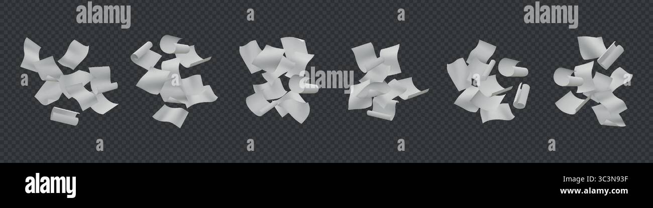 Paper stack. 3d sheet fly, fall throw on air. Document chaotic ...
