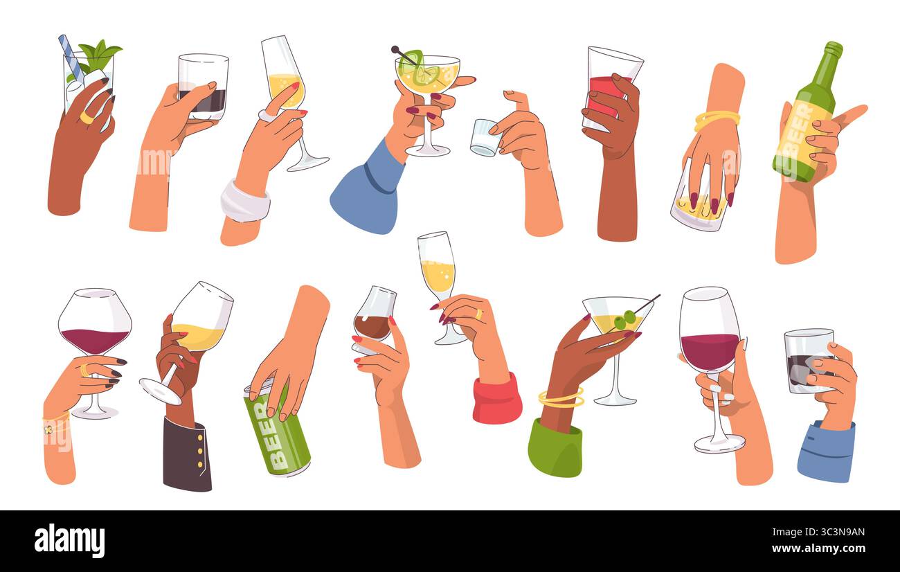 Different glasses alcoholic drinks Stock Vector Images - Alamy