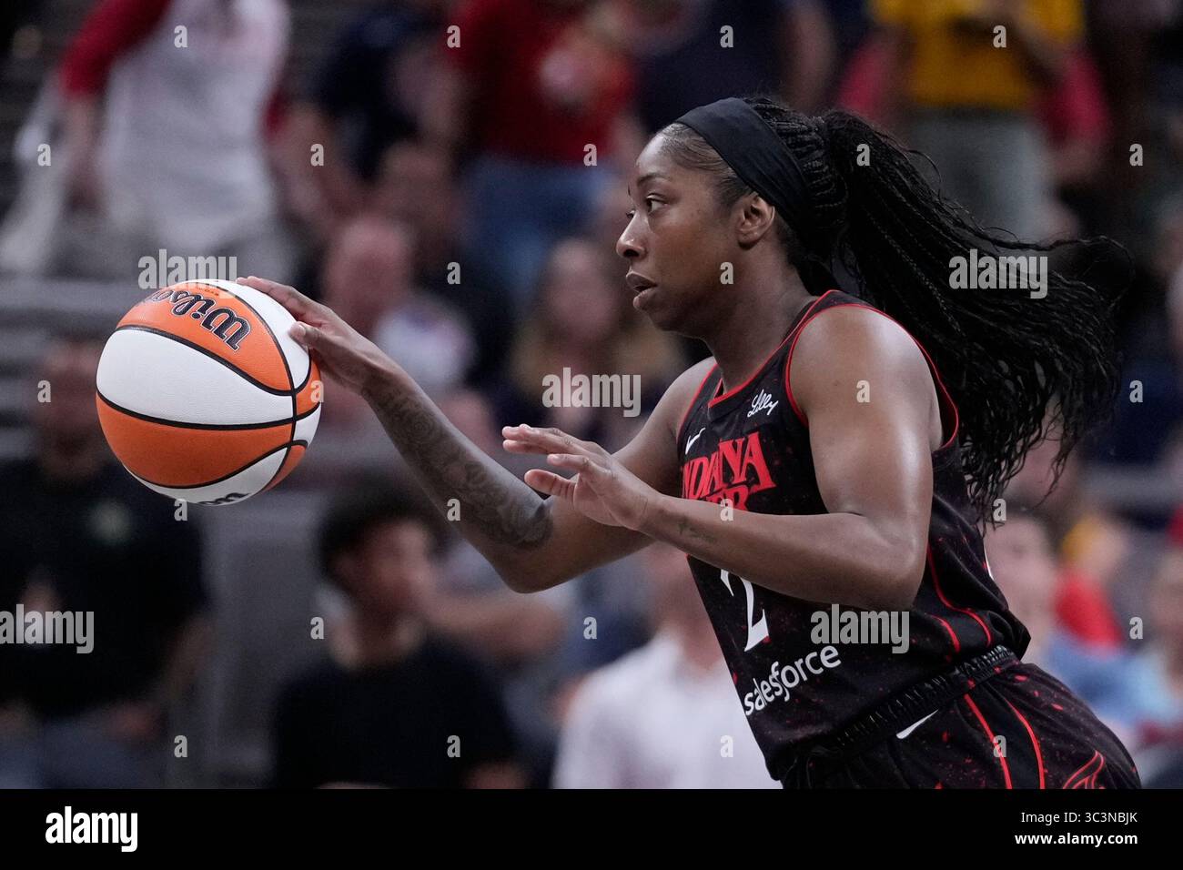 Indiana Fever's Aari McDonald dribbles during the first half of a WNBA ...