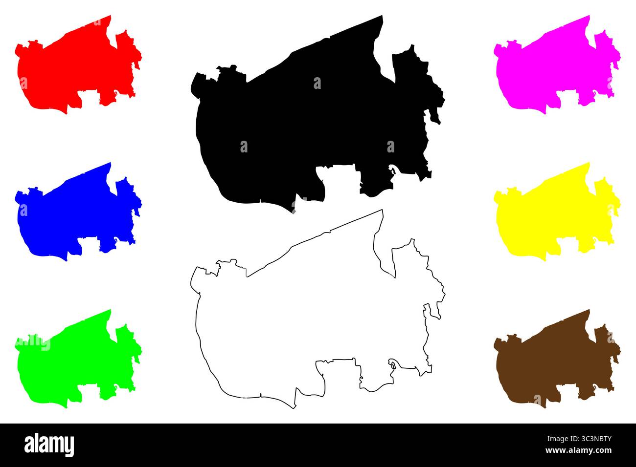 Koga city (Japan, Nihon-koku or Nippon-koku, Kanto region) map vector ...