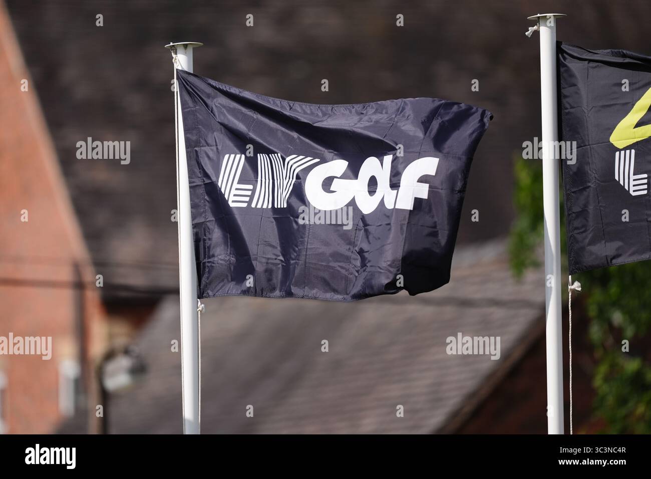 LIV Golf flags on flag poles at JCB Golf and Country Club, Rocester ...