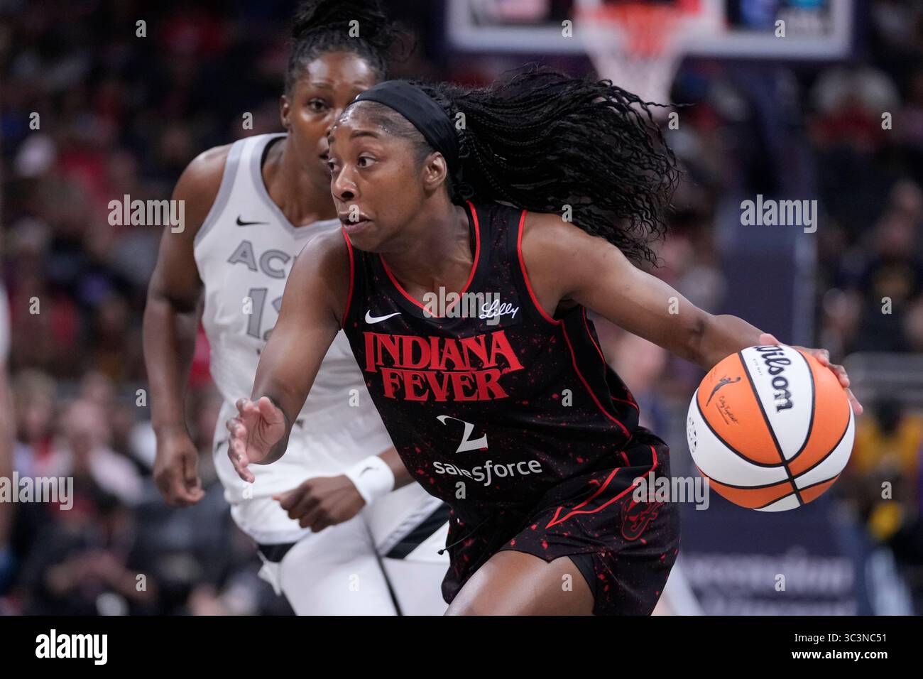 Indiana Fever's Aari McDonald dribbles during the first half of a WNBA ...