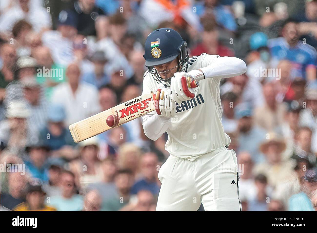 India captain Shubman Gill in batting action with his MRF cricket bat ...