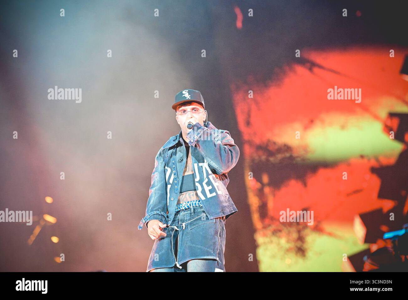Italian rapper Emanuele Palumbo known professionally as Geolier ...