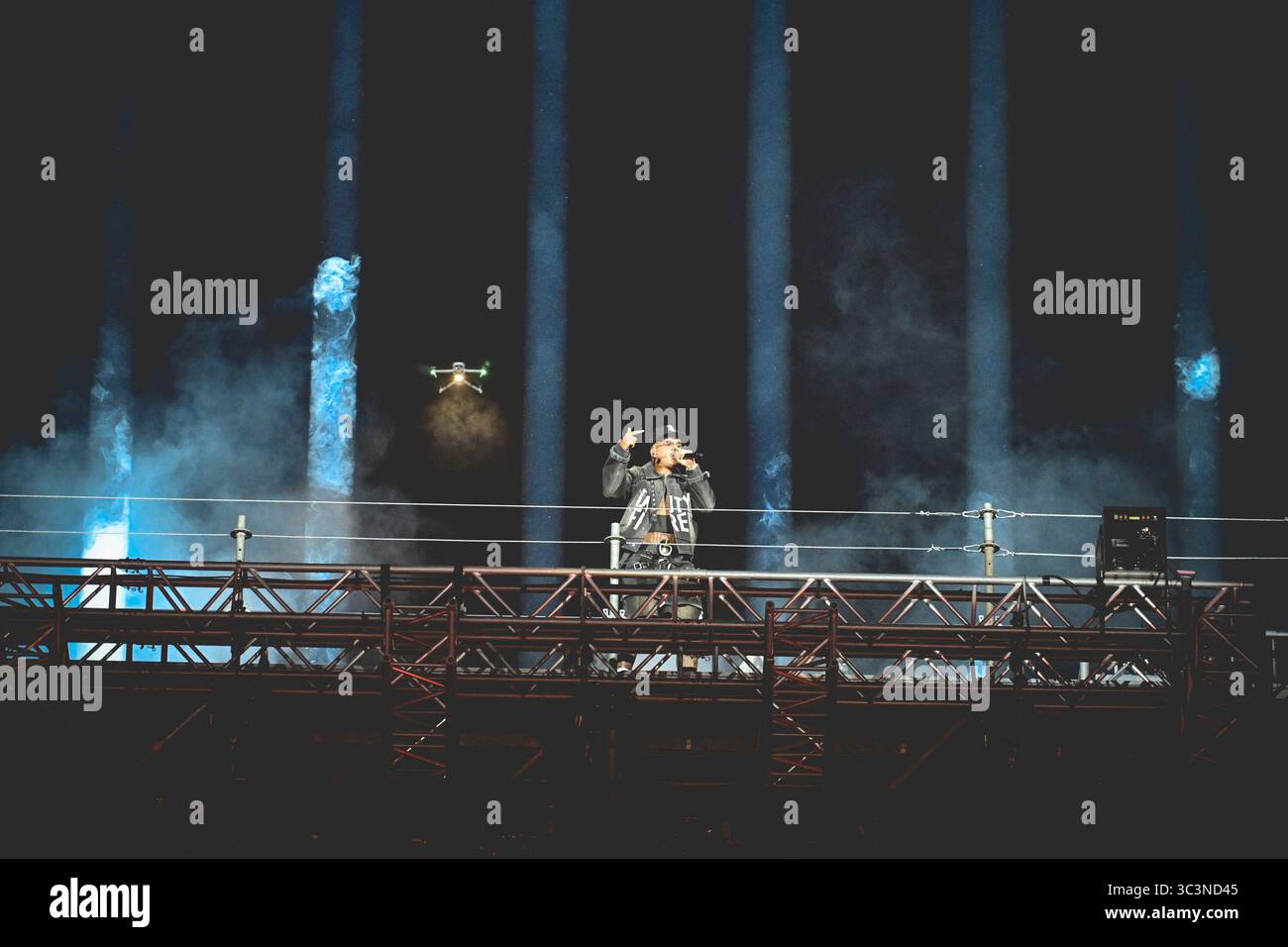 Italian rapper Emanuele Palumbo known professionally as Geolier ...