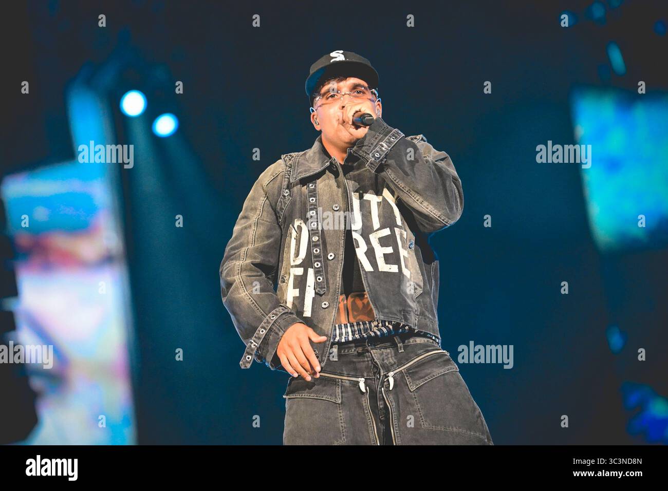 Italian rapper Emanuele Palumbo known professionally as Geolier ...