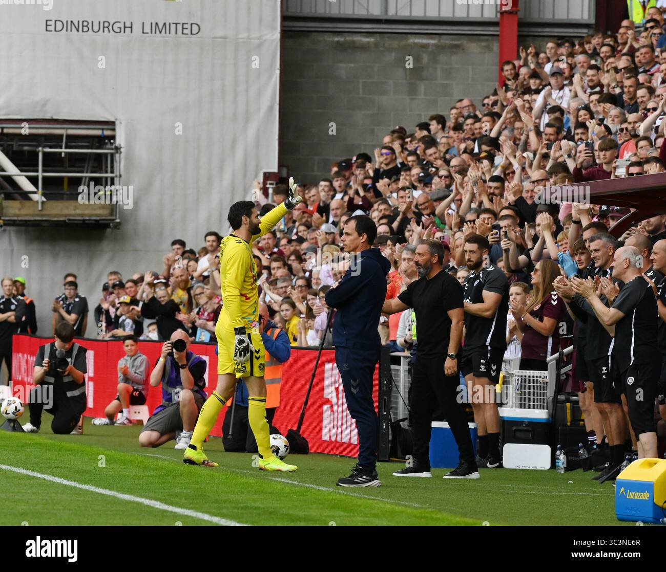 Tynecastle Park Edinburgh Scotland UK.26th July 2025 Hearts goalkeeper ...
