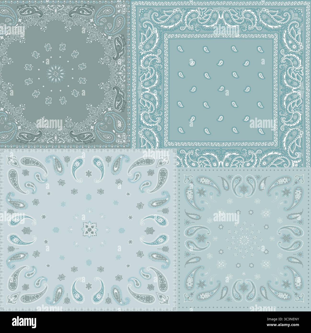 The blue bandana patterns create a vintage and decorative textile ...