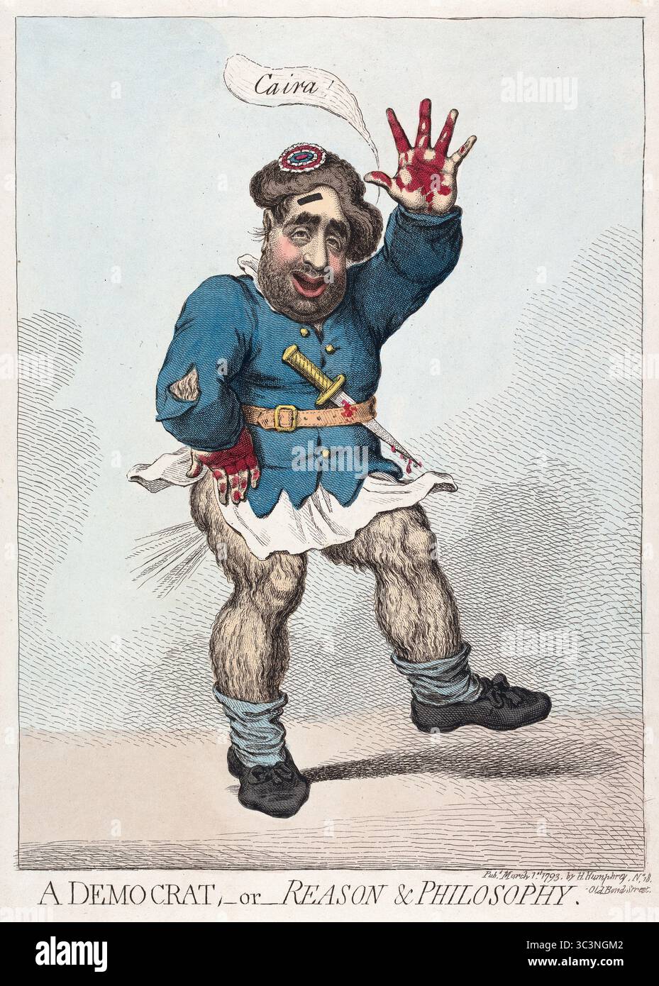 A funny humorous print of A Democrat - or Reason and Philosophy, hand ...