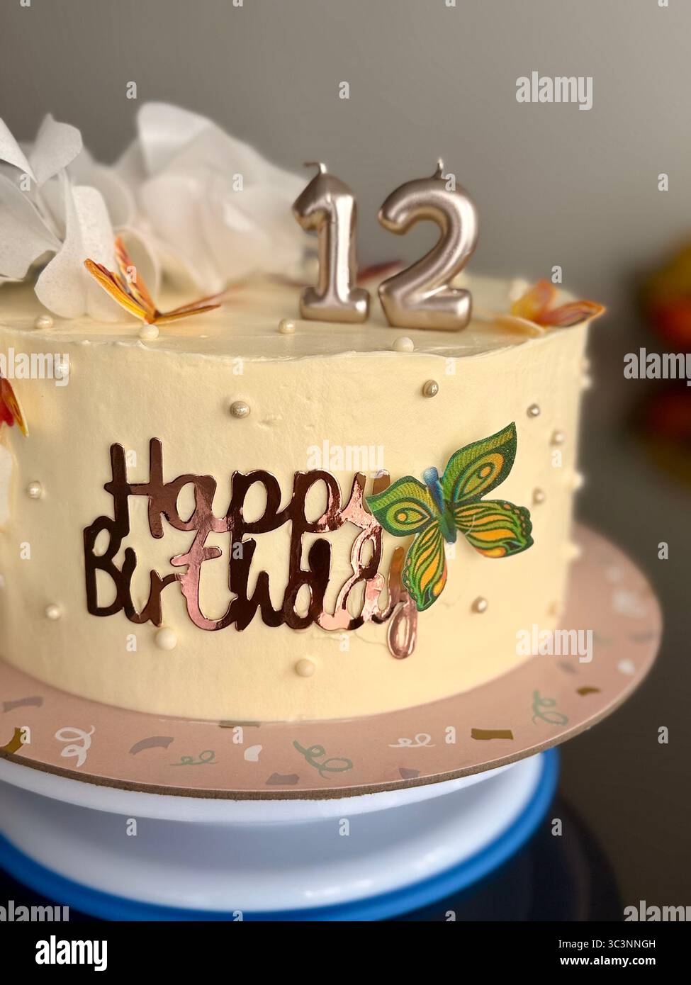 cake with the inscription happy birthday and a Stock Photo - Alamy