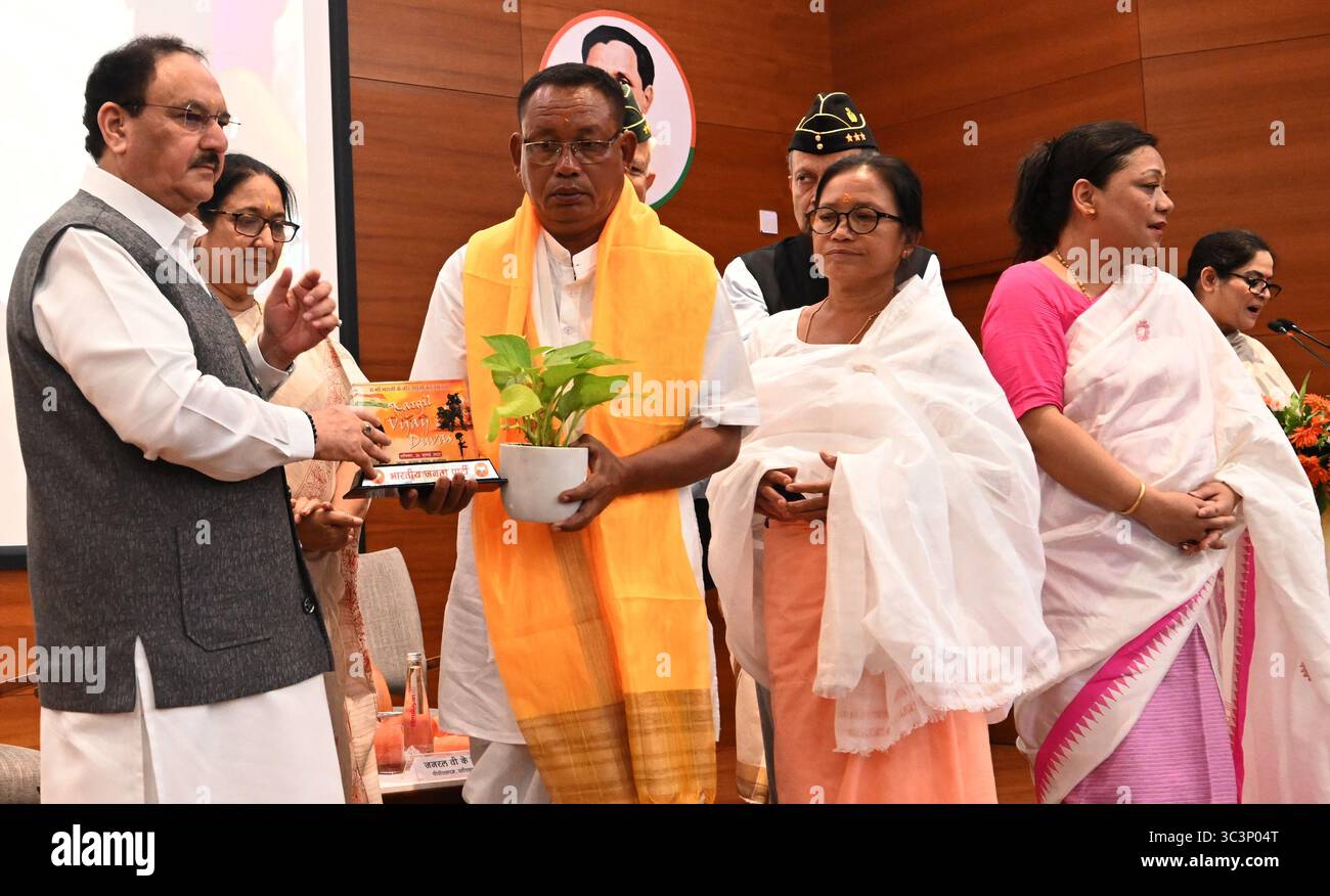 NEW DELHI, INDIA - JULY 26: BJP National President JP. Nadda honored the families of brave ...