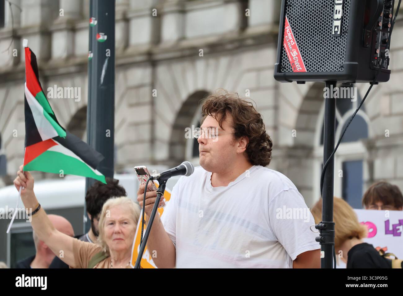 Aberdeen Scotland 26 July 2025 Speaker Addressing Protest Crowd on ...