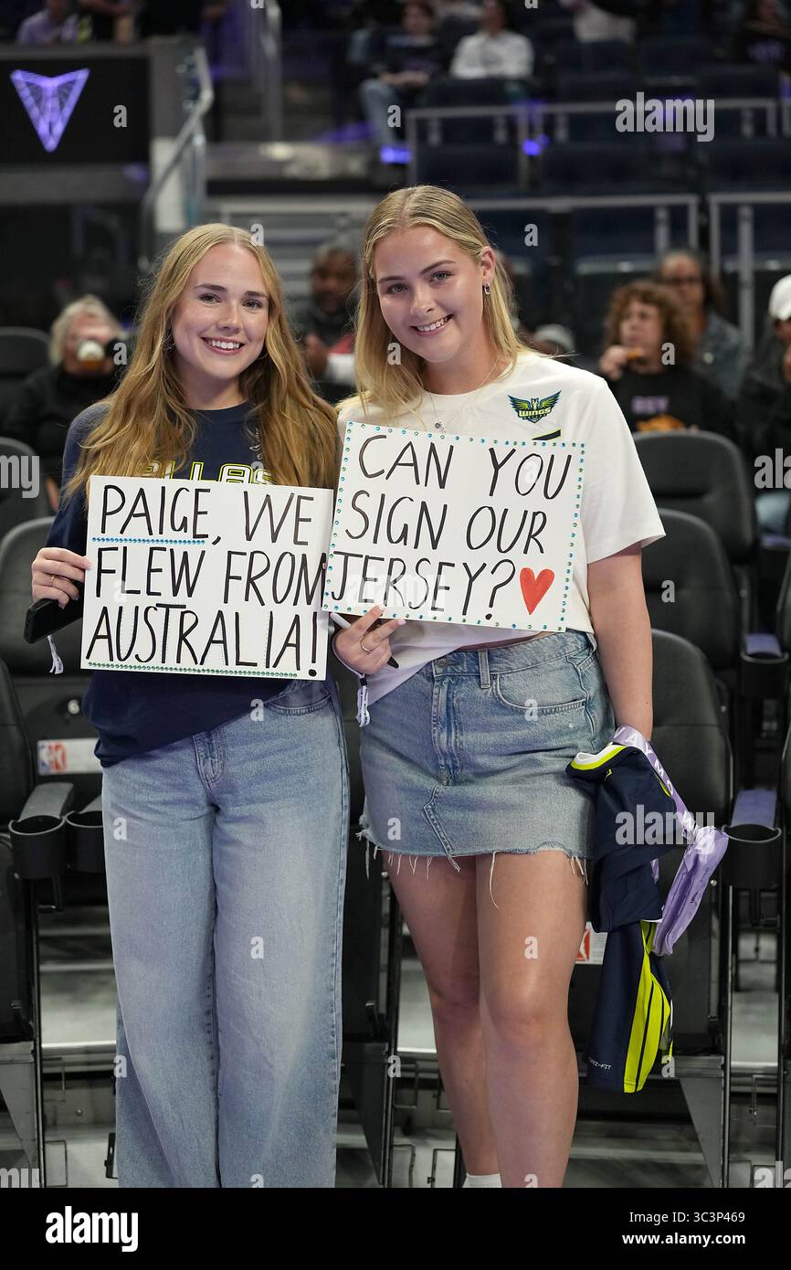 Dallas Wings fan showing up in support of Dallas Wings guard Paige Bueckers (5) in a WNBA game ...