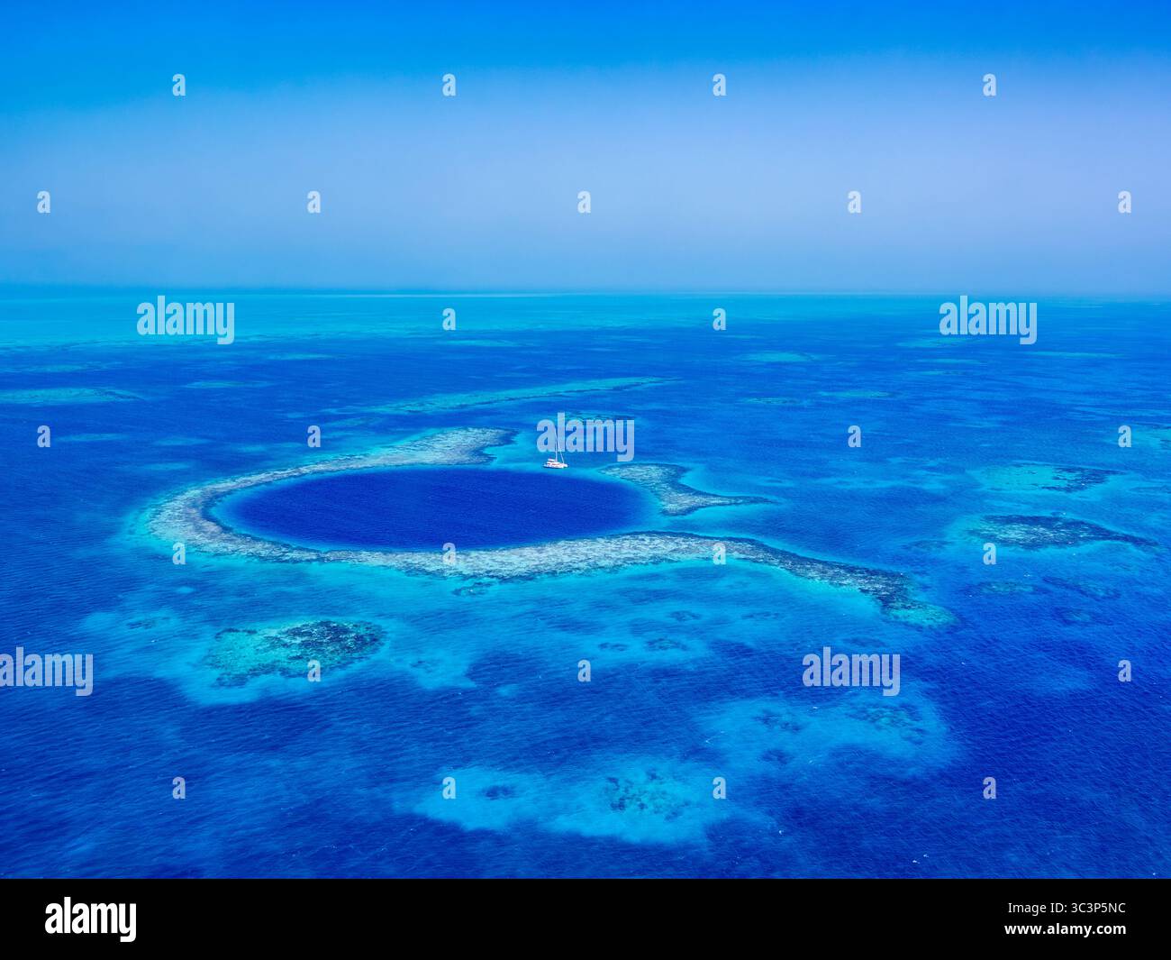 The Great Blue Hole, Lighthouse Reef, aerial view, Belize District ...