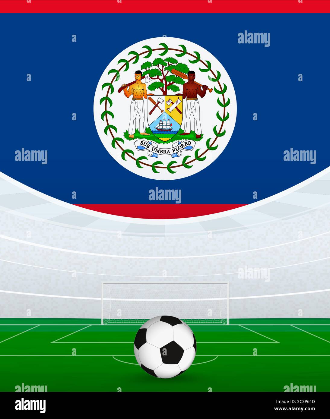Belize National Football Theme, Stadium and Soccer Ball. Soccer Match ...