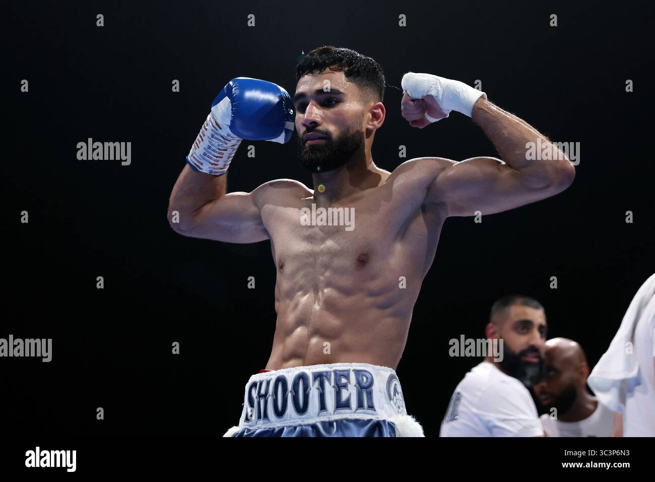 Hassan Ishaq celebrates after beating Brandon Gallardo Vargas after ...