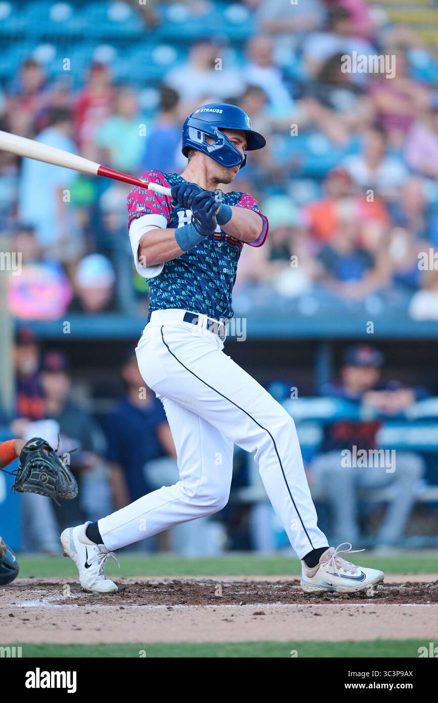Asheville Hippies Drew Brutcher (18) at bat during a game against the ...