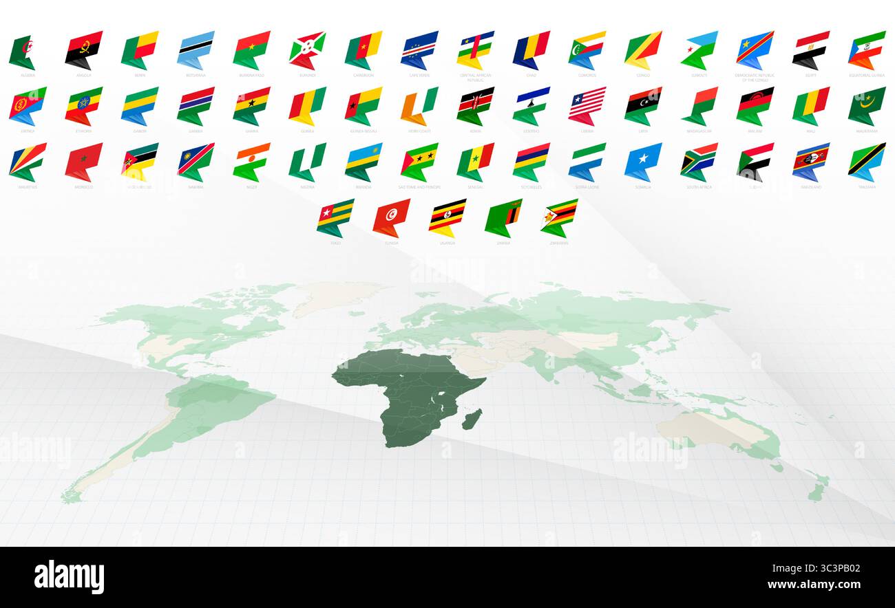 Alphabetically Ordered African Flags in Modern Design. National flags ...