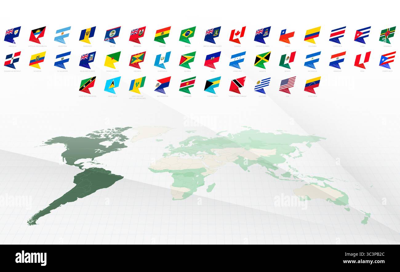 Alphabetically Ordered American Flags in Modern Design. National flags ...