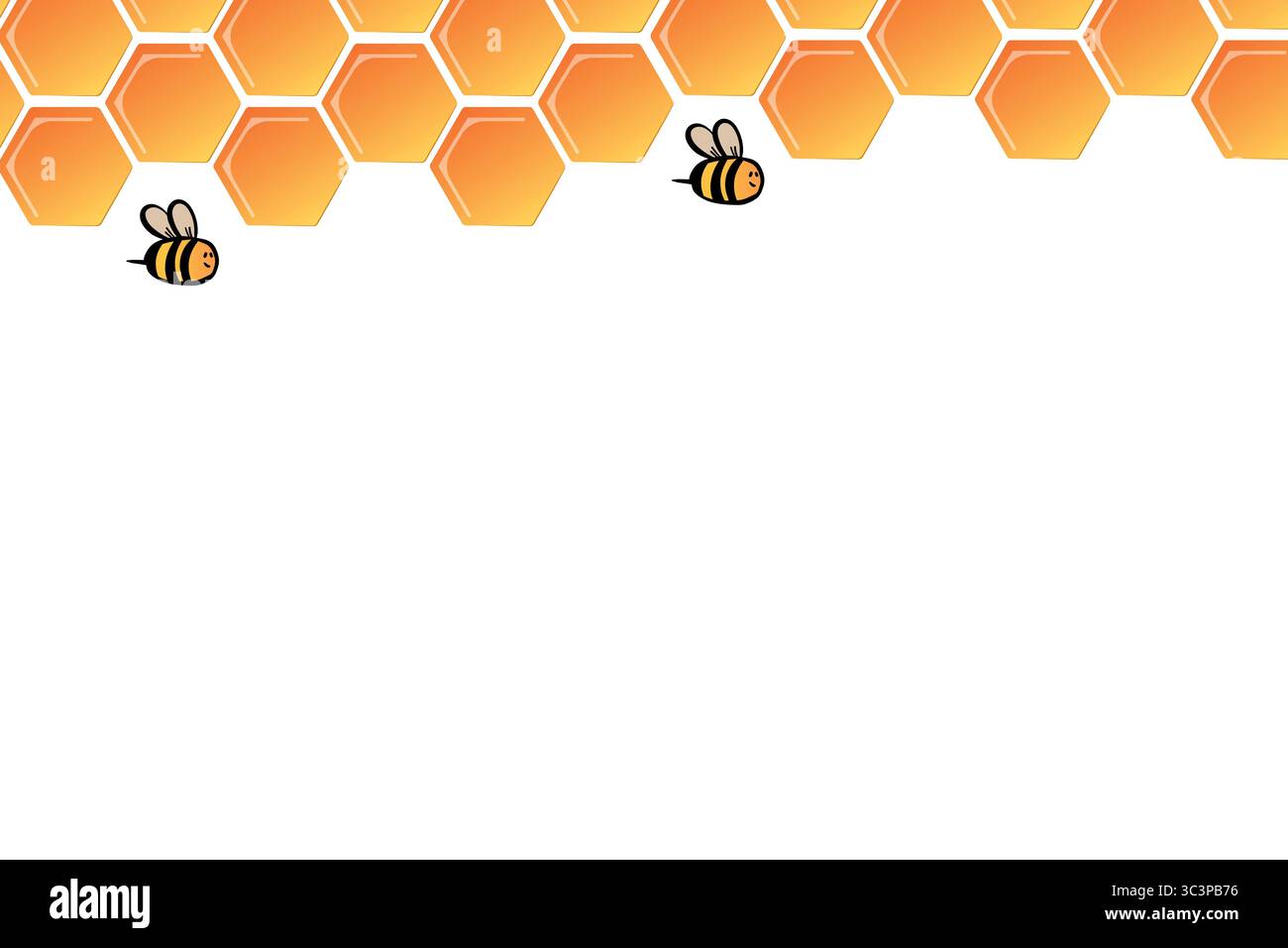 Hexagon pattern with honeycomb, cartoon bees. Vector illustration ...