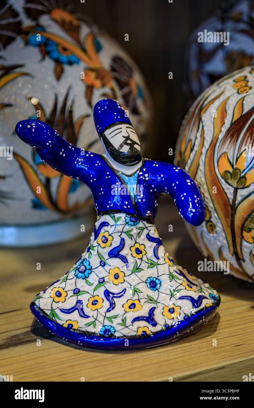 Ornate handmade Turkish ceramic Iznik pottery whirling dervish figurine ...