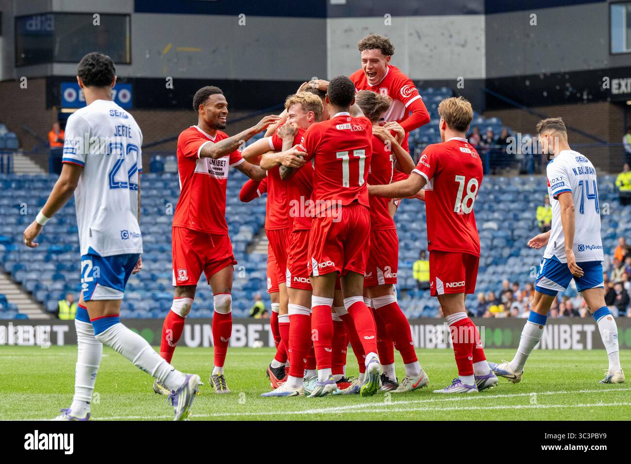 Middlesbrough's Dael Fry celebrates with his team mates after scoring ...