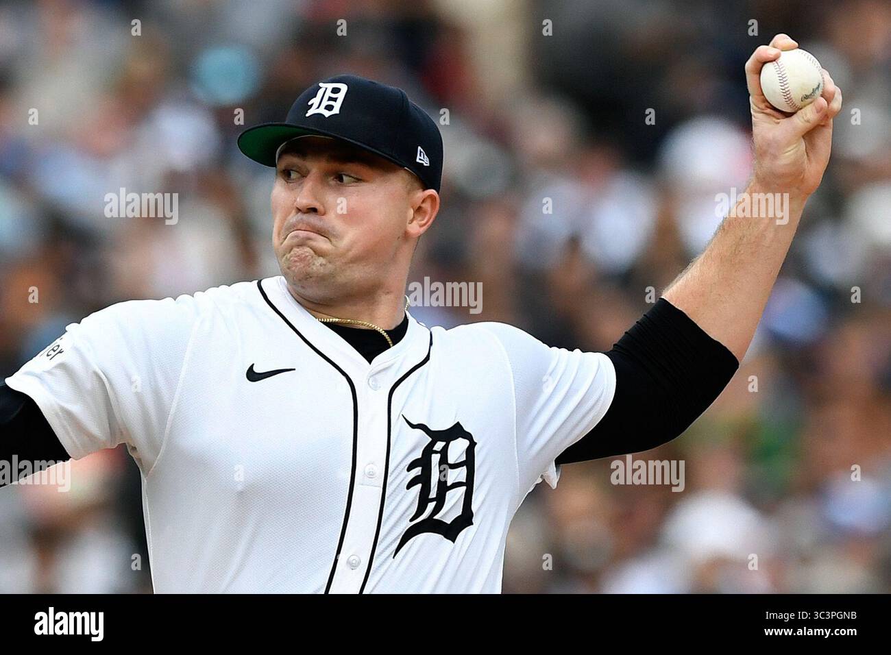 Detroit Tigers starting pitcher Tarik Skubal throws during the first ...