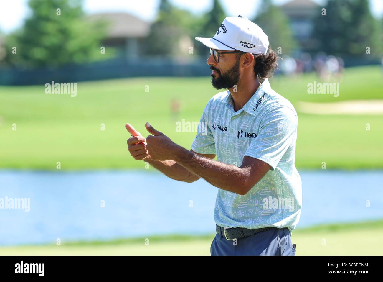July 26th, 2025: Akshay Bhatia of the United States gives a thumbs up ...