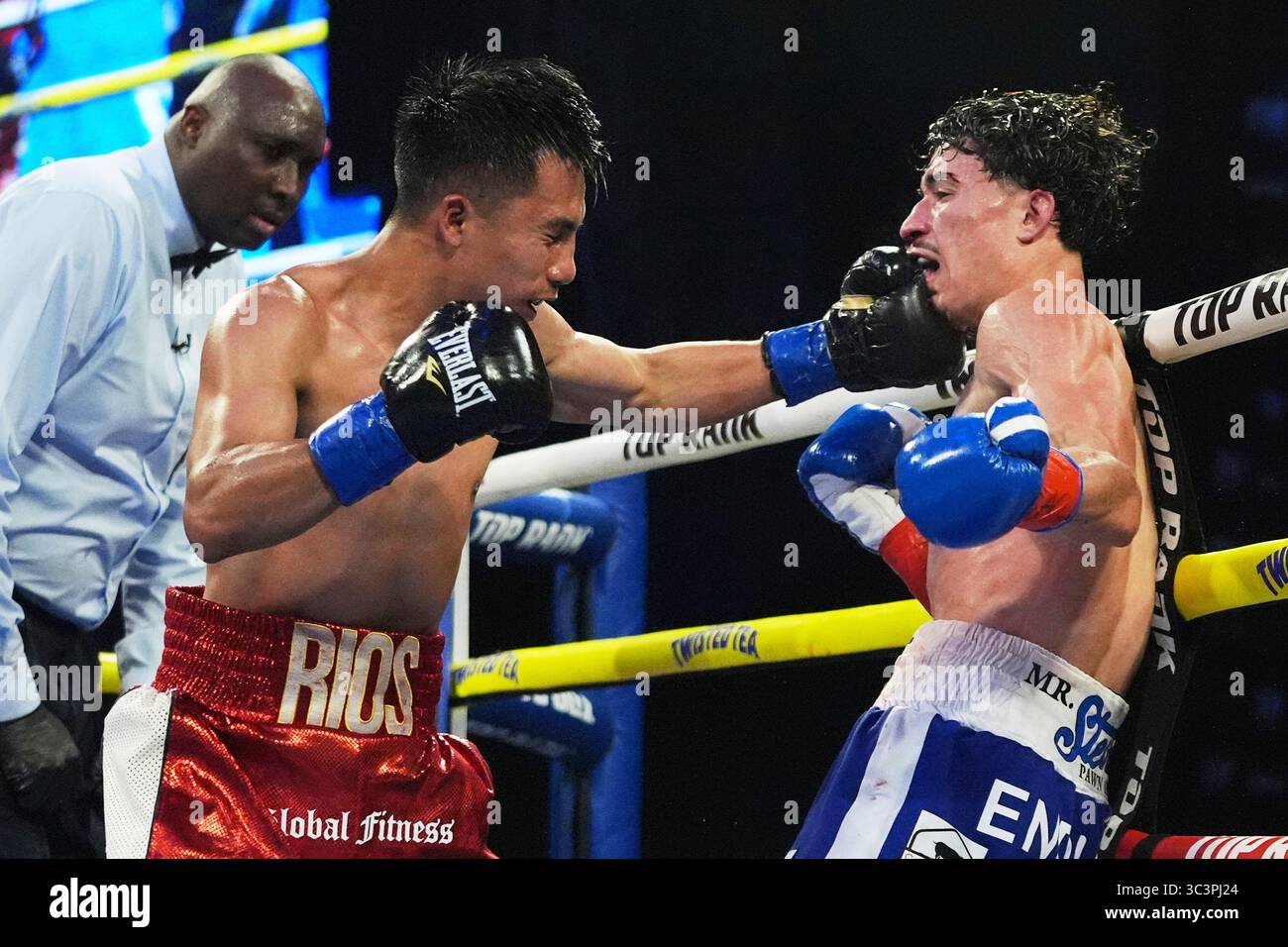 Steven Navarro, left, punches Steven Navarro during a bantamweight ...