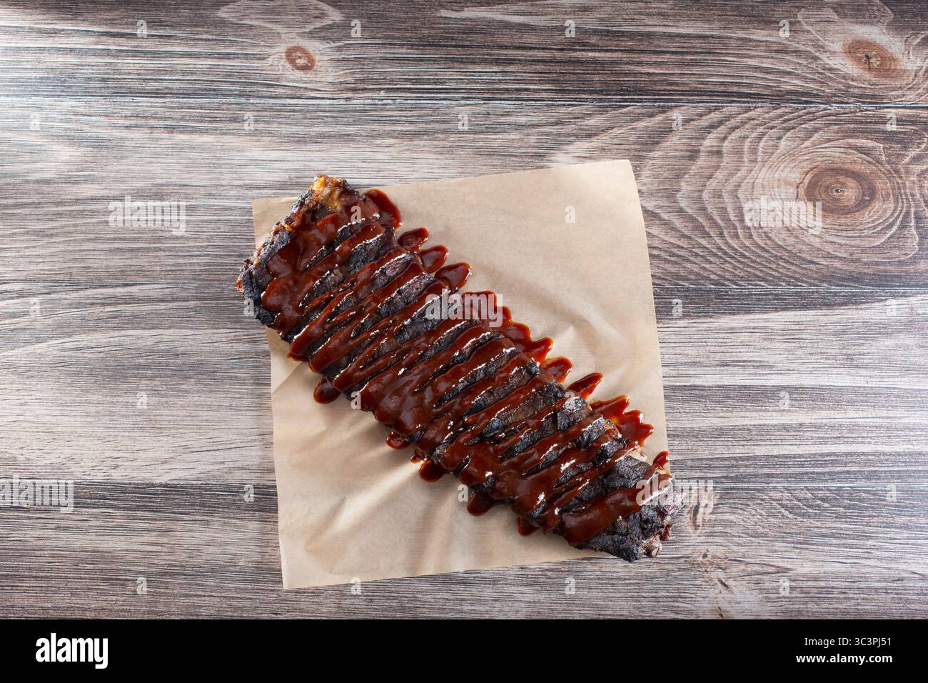 A top down view of a full pork ribs racks Stock Photo - Alamy